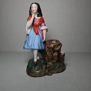Accents | Vintage Figural Inkwell Of Girl Sitting On Tree Possibly ...